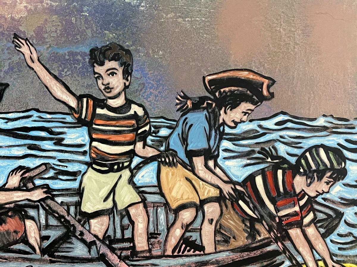 DAVID BROMLEY Children Series "Maiden Voyage" Polymer on Canvas 120cm ...