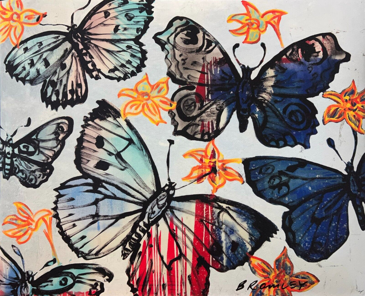DAVID BROMLEY "Winter Butterflies" Signed Limited Edition Print 56cm x ...
