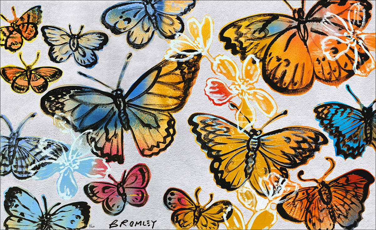 DAVID BROMLEY "Butterflies" Signed Limited Edition Print 77cm x 126cm ...